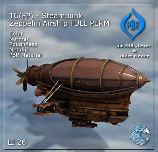 Second Life Marketplace - TC(FP) - Steampunk Zeppelin Airship FULL PERM